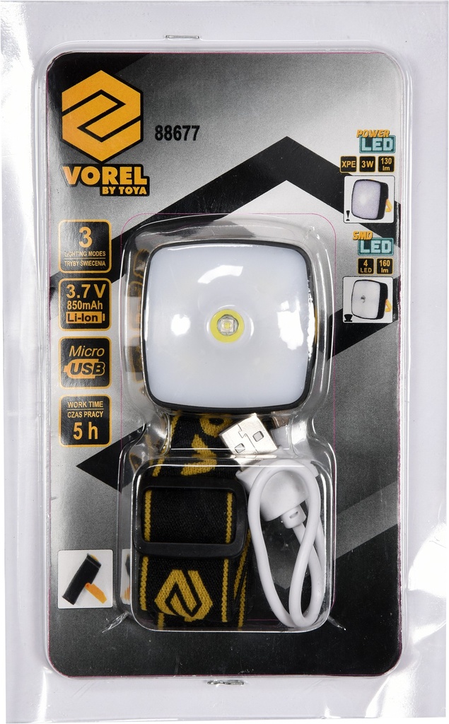 Linterna Para Cabeza Recargable 130 Ml Vorel 88677