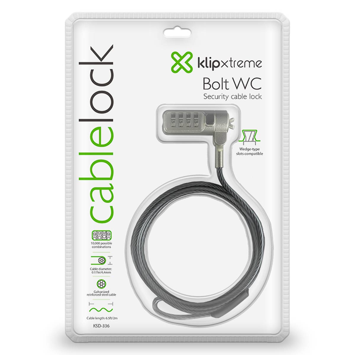 Cable lock, Notebook locking cable, Wedge Slot | Klip Xtreme