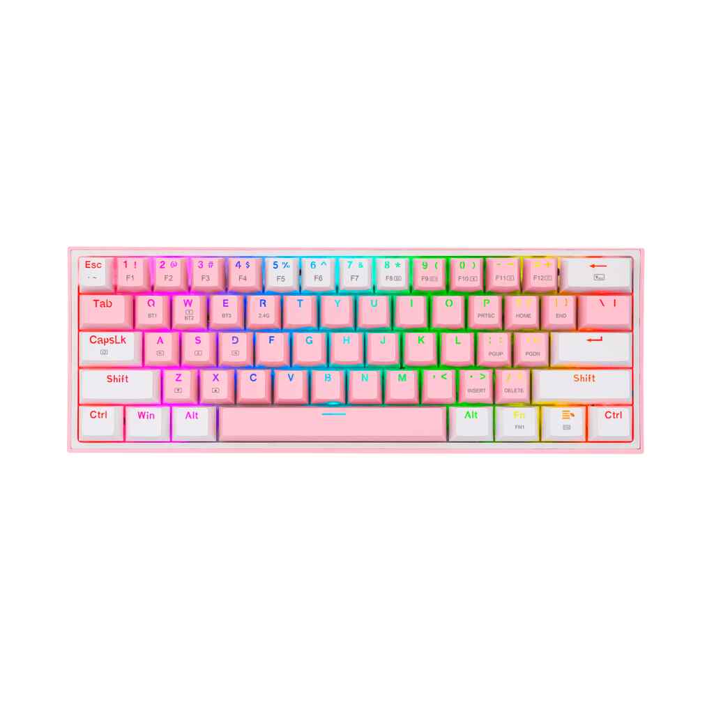Teclado Gaming Fizz Pro USB Tipo-C Blanco-Rosa RGB 60% K616 Mecanico ...