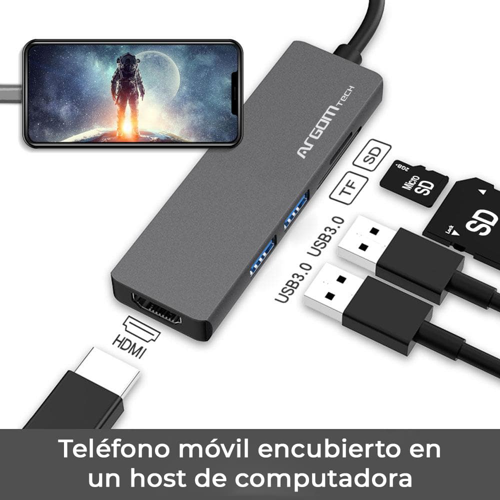 Hub 5-en-1 USB-C Plateado | ARG-UB-0183 - Argom