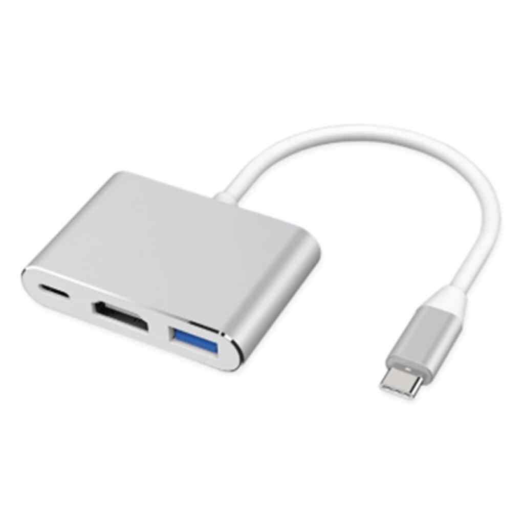 Hub 3-en1 AO-AD-1008 USB-C a HDMI, USB y USB-C Blanco | 810098150255 - AON
