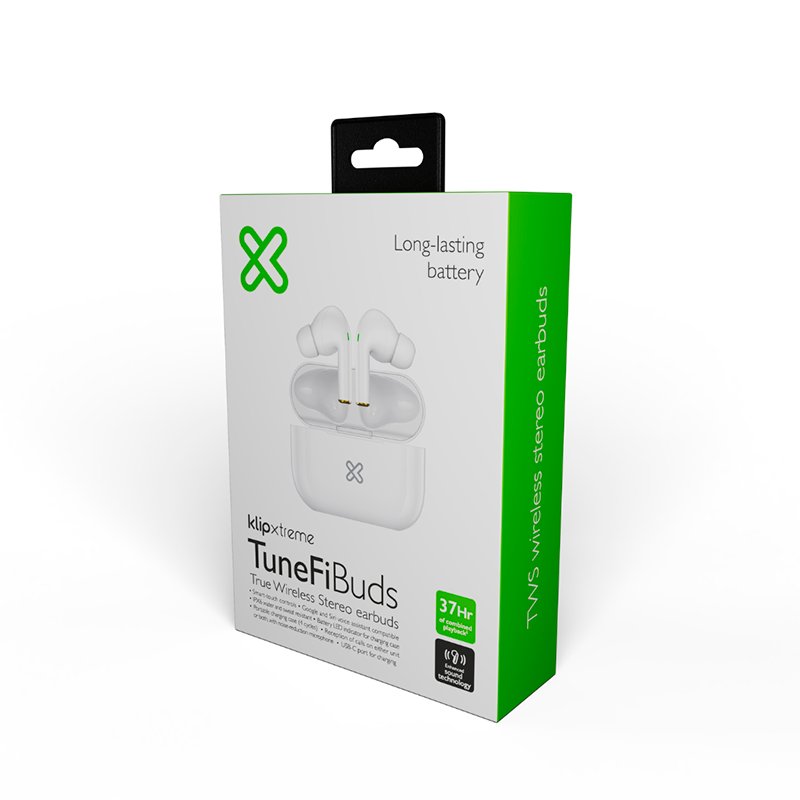 Audifonos Bluetooth TuneFiBuds In-ear con Microfono Blanco | Klip Xtreme