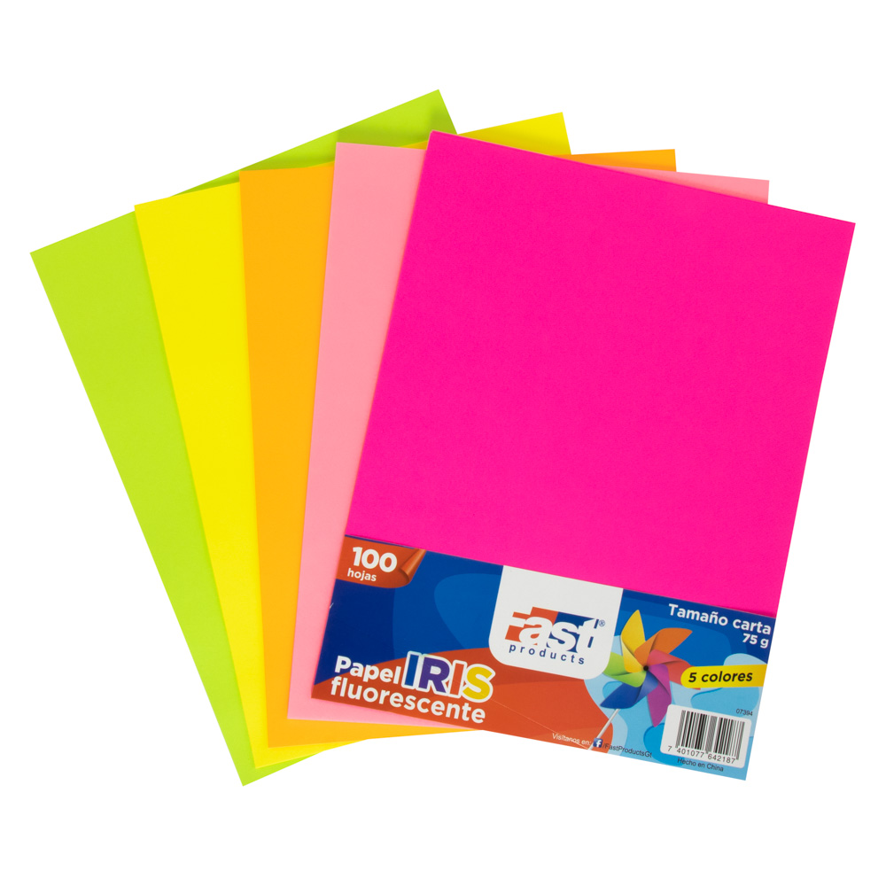 Papel Iris Fast 75 Gr. Px100 Carta Colores Fluorescentes (30)