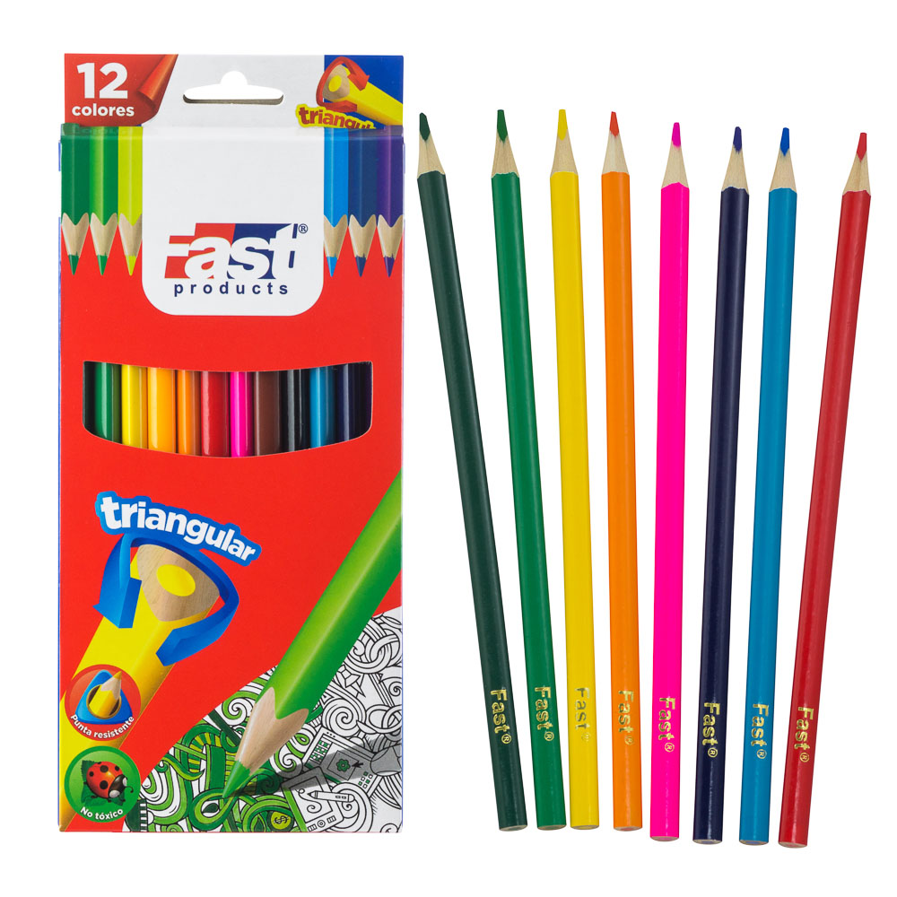 Crayon De Madera Fast 12 Col. Largo Triangular (144) – Shopper Mall