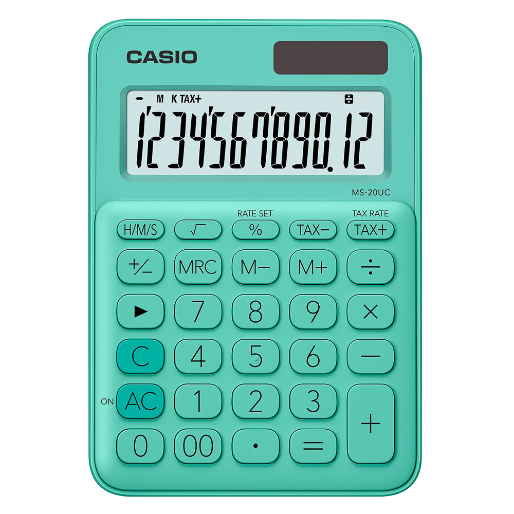 Calculadora P/Escritorio Casio Ms-20Uc-Gn 12 Dig. Verde (40)