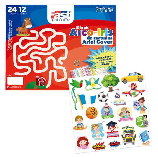 Block Ariel Cover Fast "Arcoiris" Carta 24 H. 12 Col. (50)