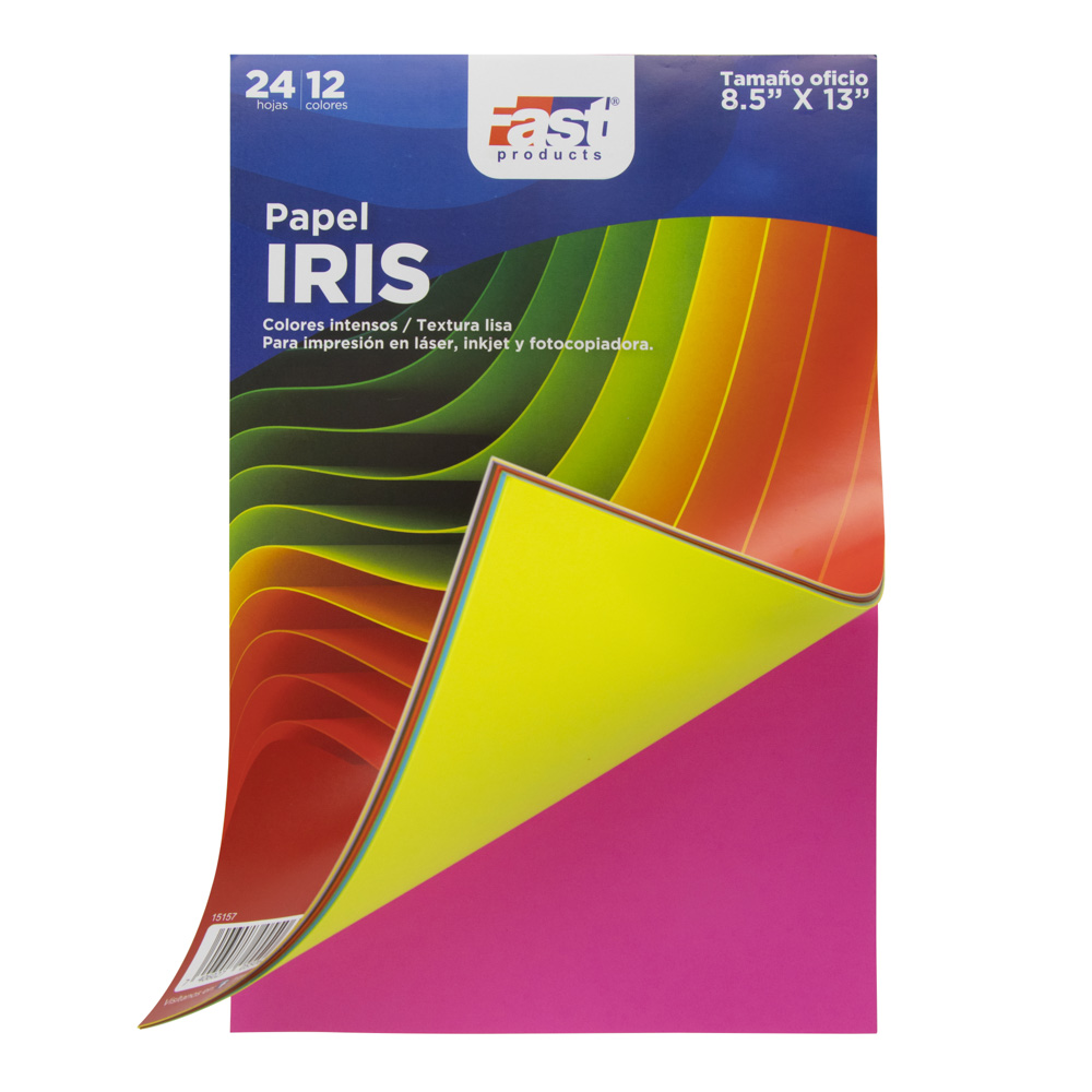 Block Papel Iris Fast 80 Grs. Oficio 24H. 12Col. (50)