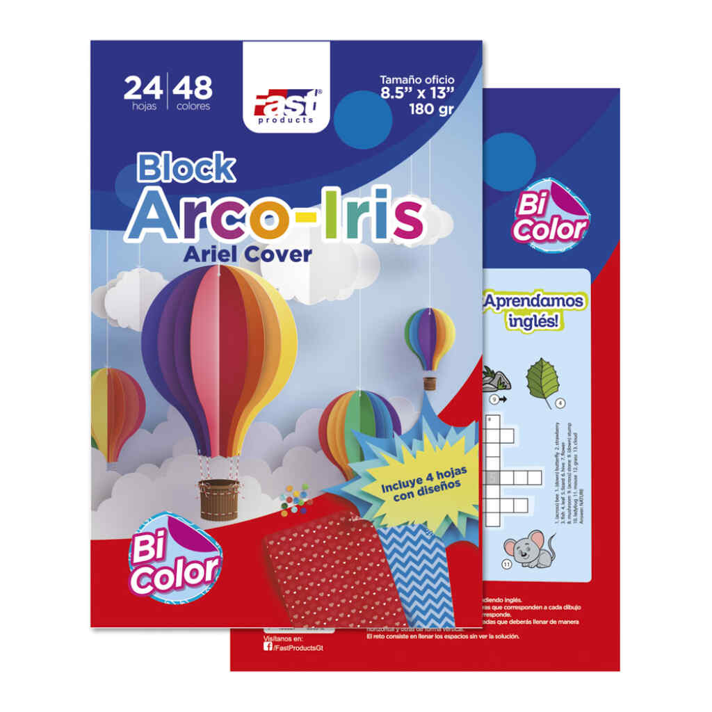 Block Ariel Cover Fast Arcoiris No.2 Oficio (50)