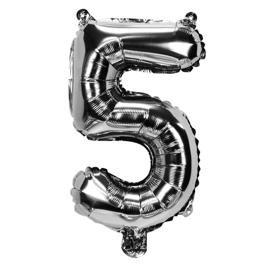 Globo Fast 32'' Numero Plateado #5 (25X40)