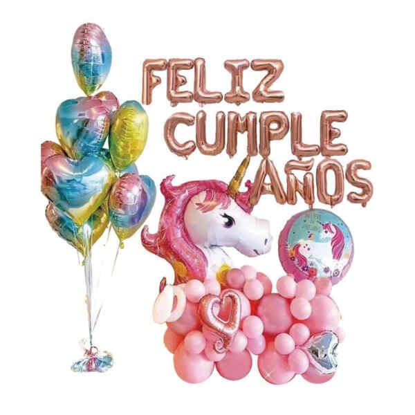 Globo Fast En Set Feliz Cumpleaños Pt307 Unicornio (250)