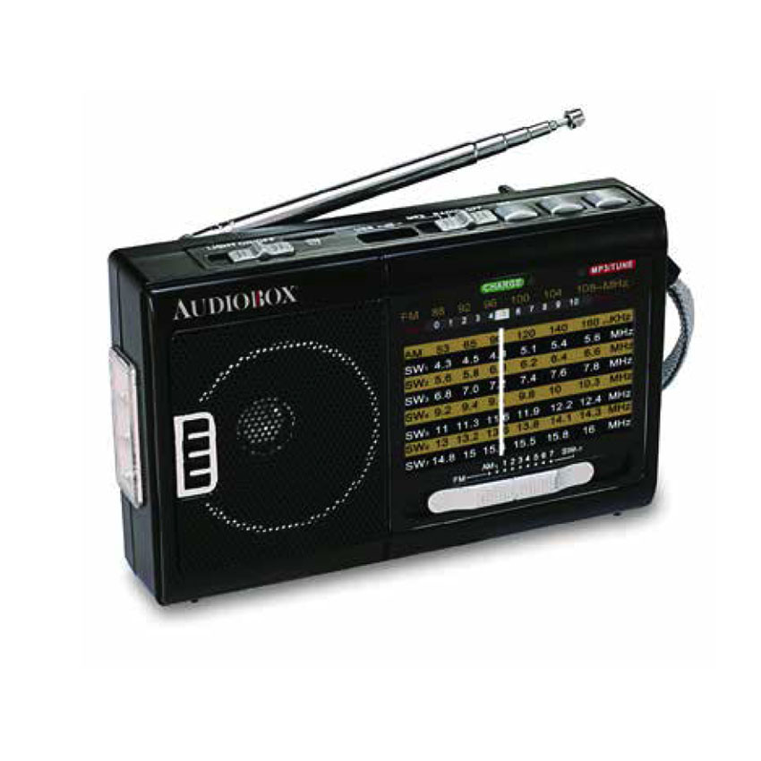 Radio Linterna Recargable de 9 Bandas, USB, - AUDIOBOX