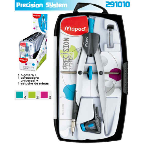 Compas Maped 291010 Precision System C/Accesorios, Gris Metalico X 1