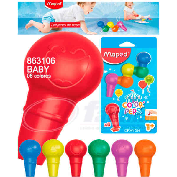 Crayon De Cera Maped 863106 Color`Peps Baby, 6 Colores X 1