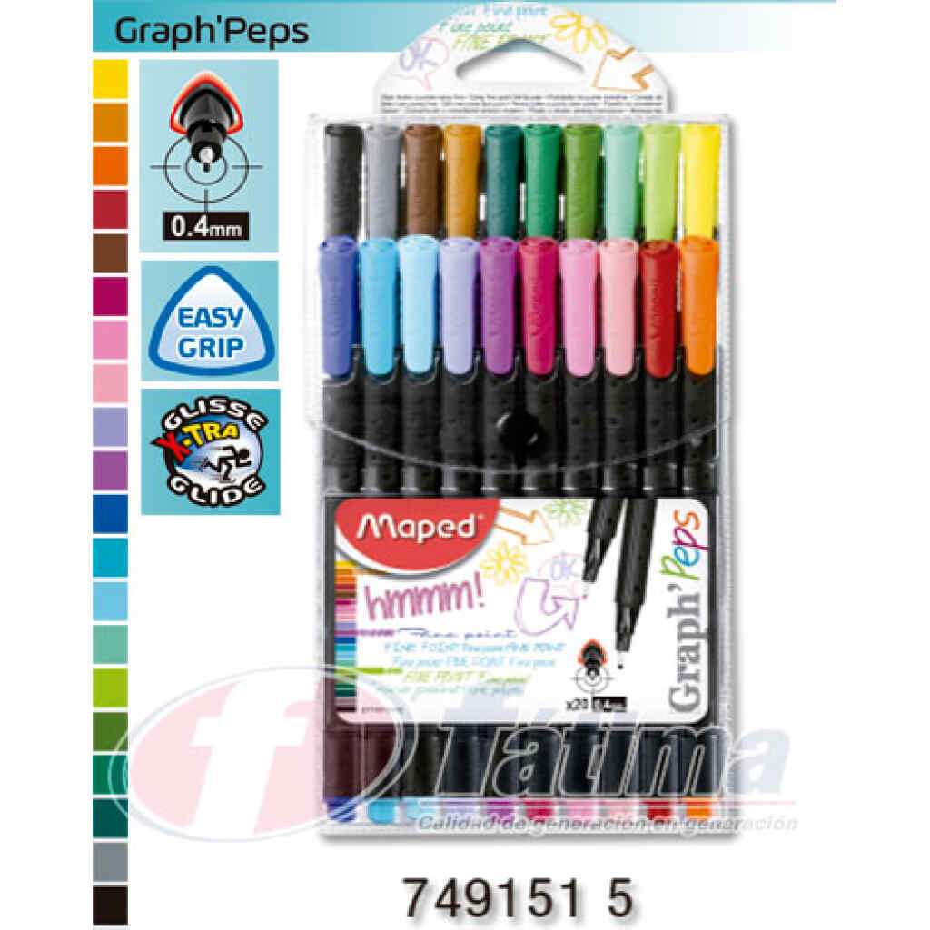 Marcador Permanente Maped 749151 En Estuche Graph Peps P. 0.4Mm 20 ...