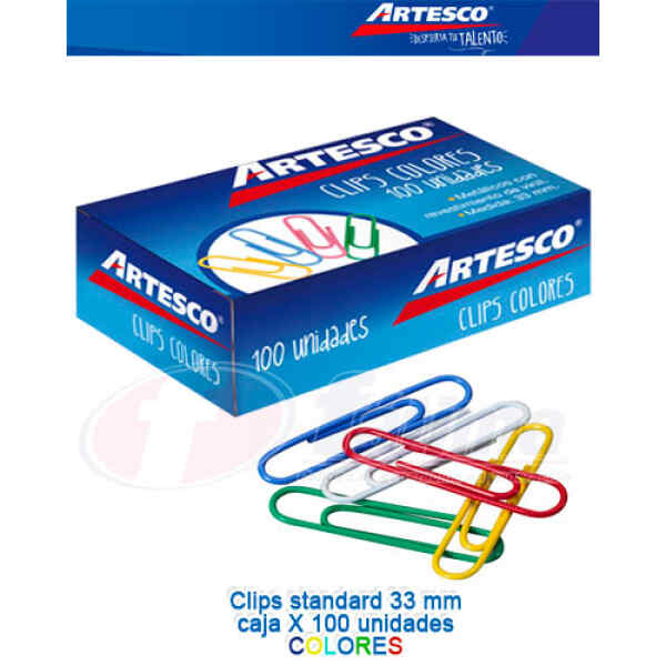 Clip Artesco 16305001 Recubrimiento Plastico 33Mm, Colores Surtidos X 1