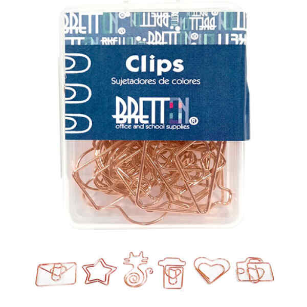 Clips Bretton 6 Diseños En Formas Especiales, Rose Gold X 1