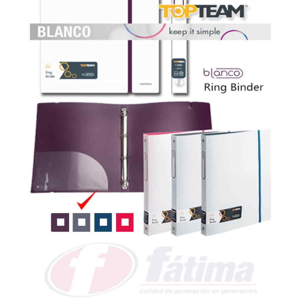 Cartapacio Topteam T78643 Plastico 3 Anillos Con Liga A-4, Blanco/Gris ...