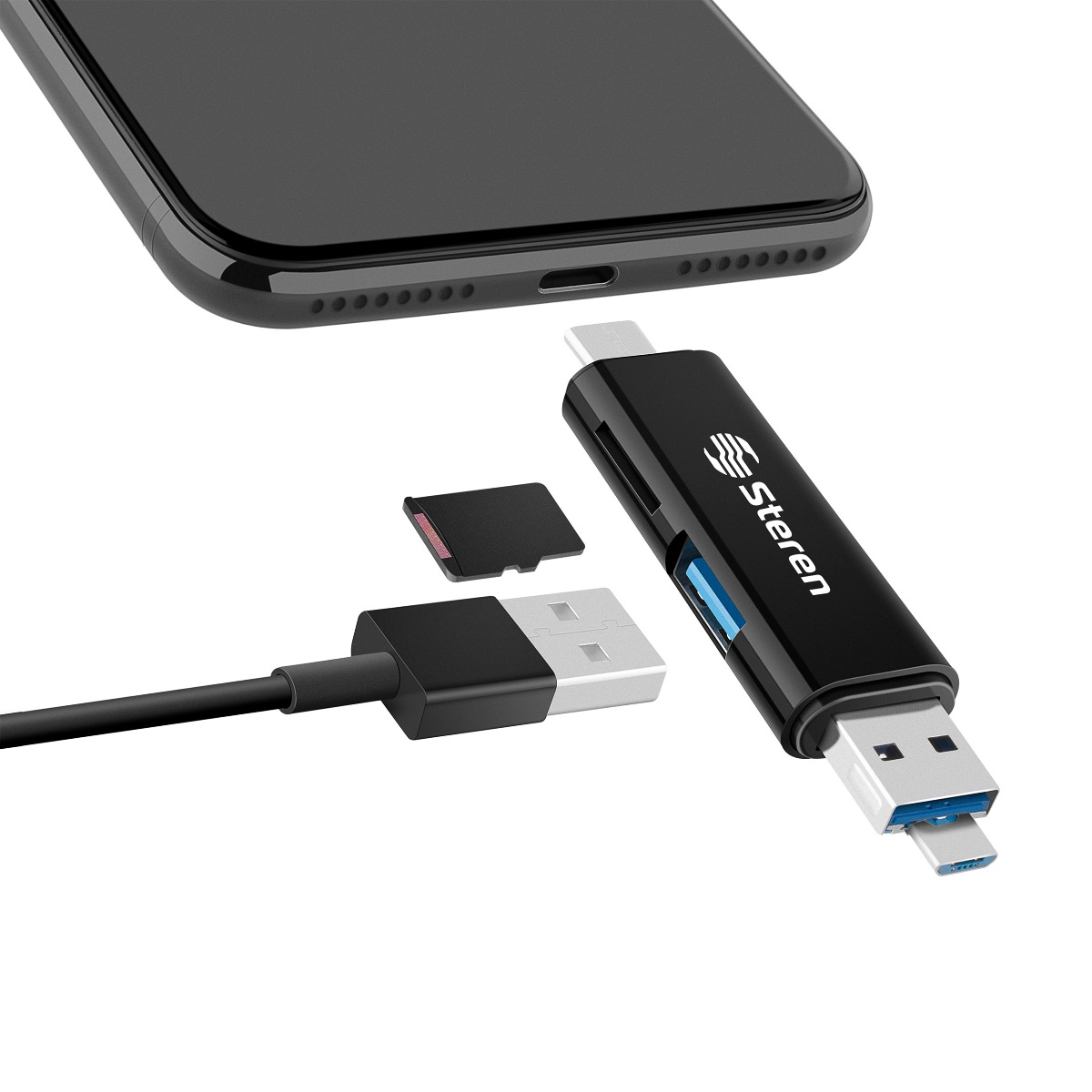 Lector Microsd/Usb 3 En 1 Otg