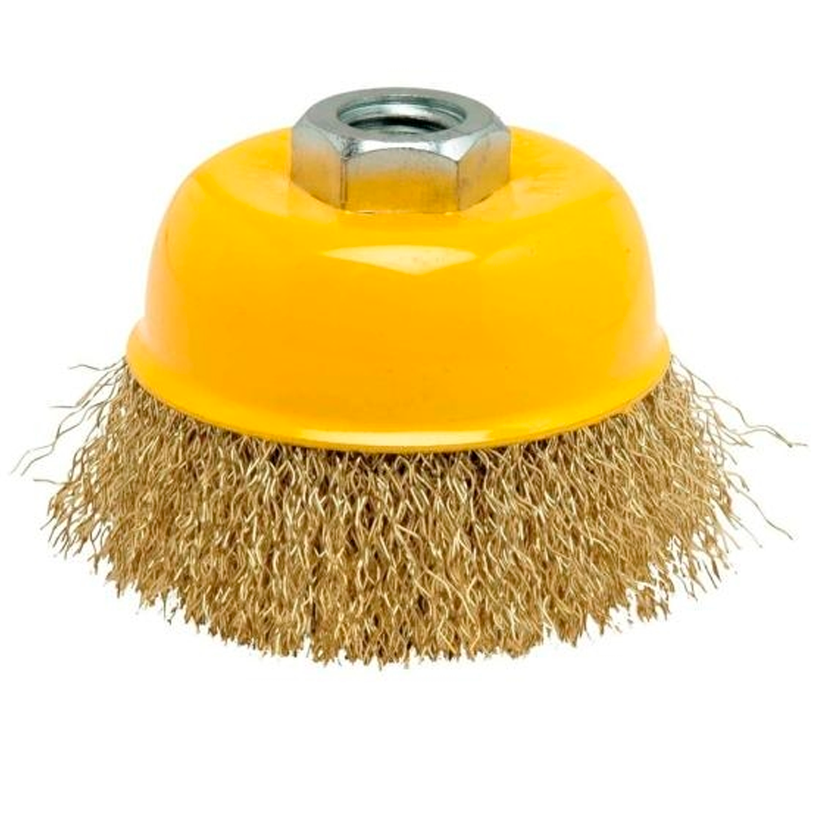 Carda Copa Alambre Ondulado Latonado Rosca 5/8 4plg. - VOREL