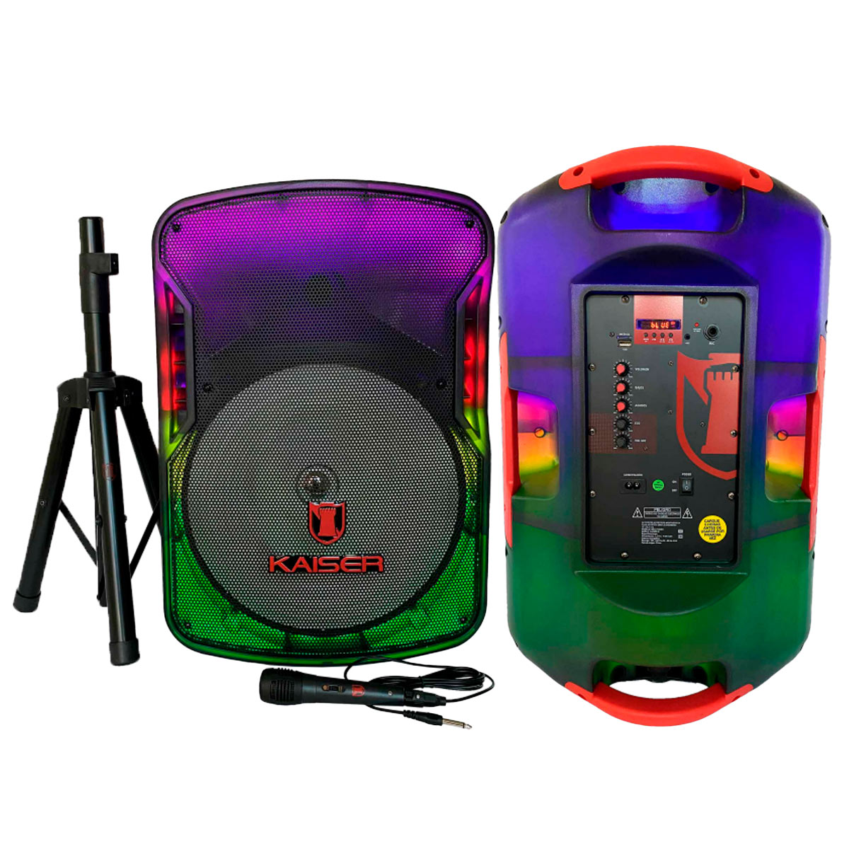 Bocina 15plg. Recargable Link Recargable BT/USB/SD/MIC/STAND/Multicolor 3D | KAISER – Shopper Mall