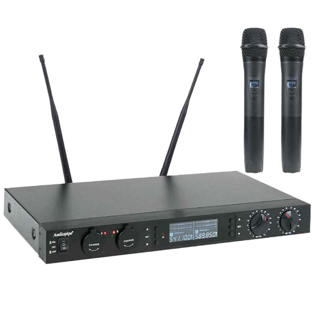 Microfono UHF 2 Doble C/Bat Rec/p.Rack | - AUDIOPIPE
