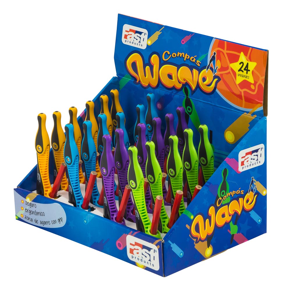 Compas Fast Wave Plastico C/Lapiz Exhib. X24 (6) – Shopper Mall