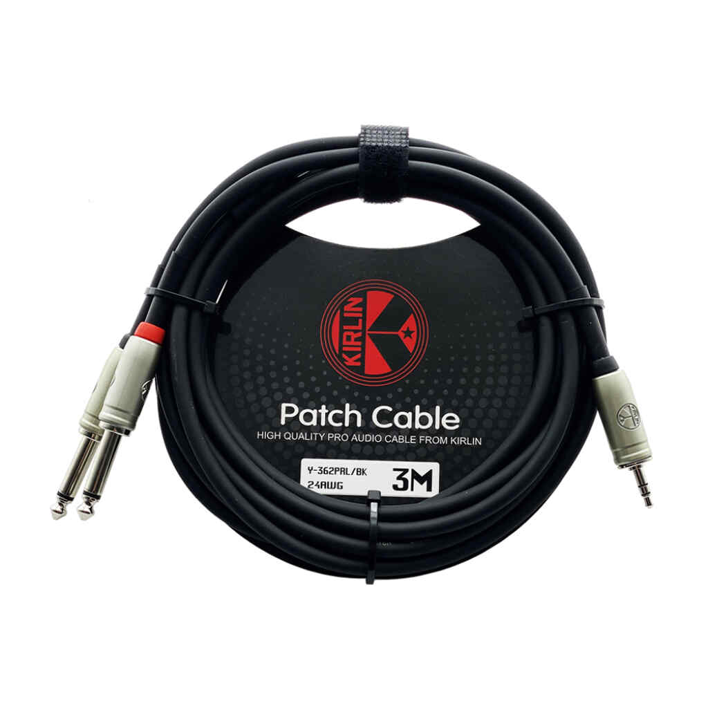 cable de señal kirlin 3m cal.24 pvc negro 3.5st./2 1/4 mono l/r ...