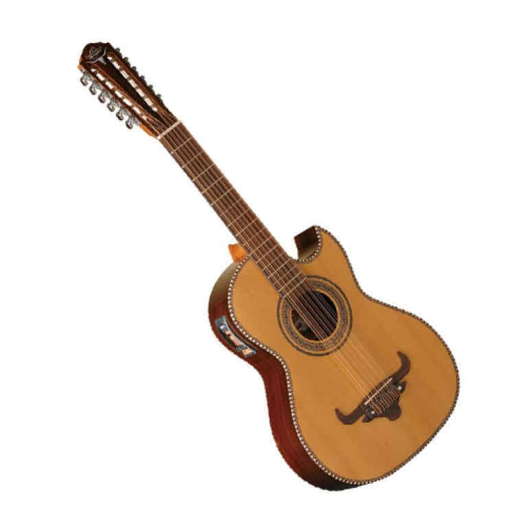 Bajo Sexto 12 Cuerdas Serie Oscar Schmidt Mariachi Tejano Electroacustico Color Madera Natural Cafe